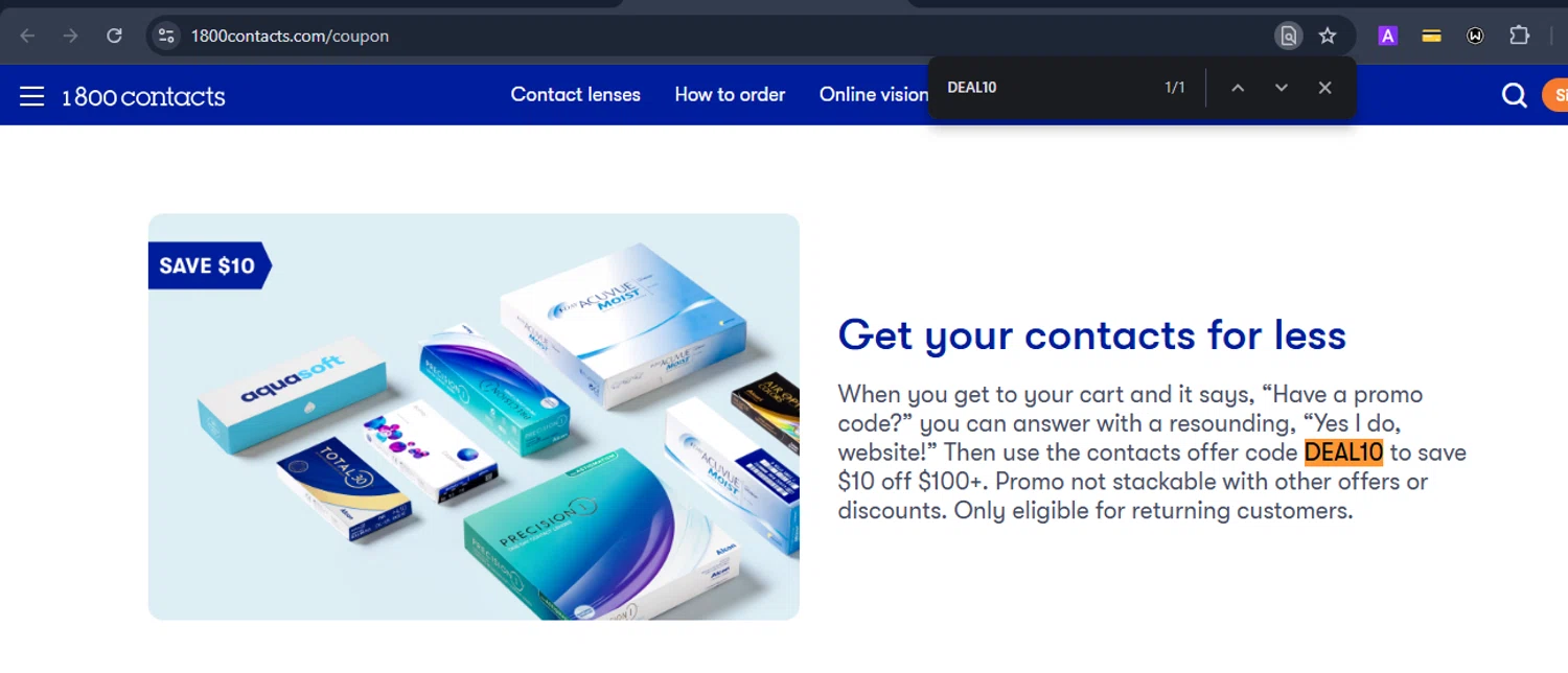 1-800 Contacts Promo Code - $10 Off (3 Verified) Dec 2025