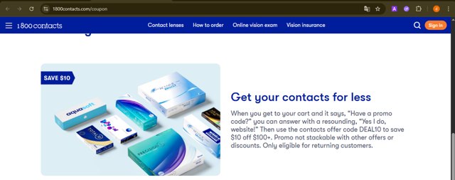 1-800 Contacts Promo Codes (3 Verified) - $10 Off Aug 2025