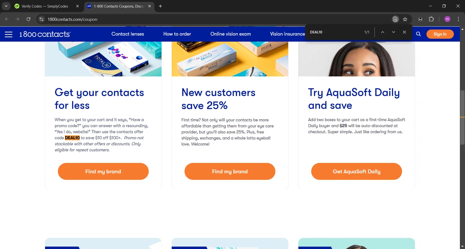 1-800 Contacts Promo Codes - 30% Off | September 2024