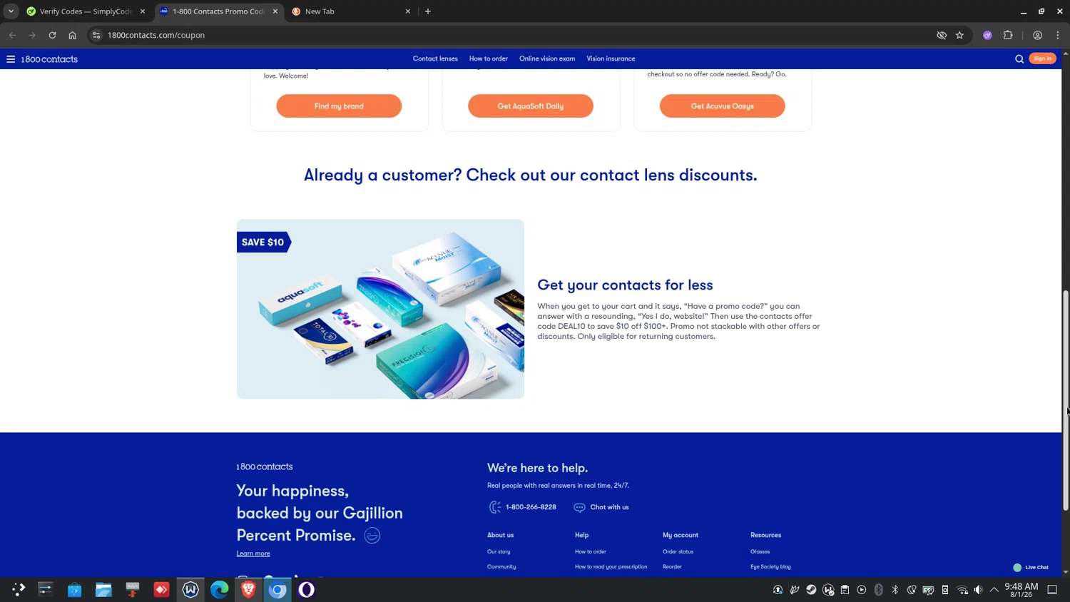 1-800 Contacts Promo Code - $10 Off (3 Verified) Jan 2026