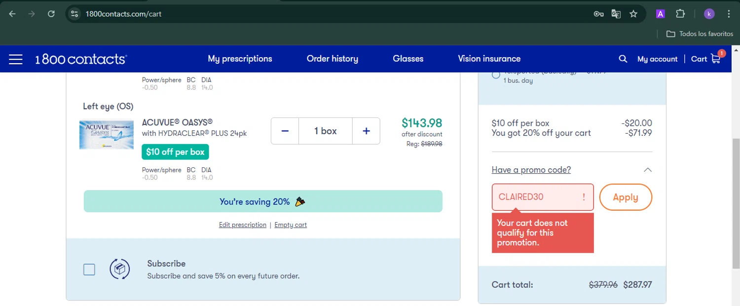 1-800 Contacts Promo Codes - 30% Off | September 2024