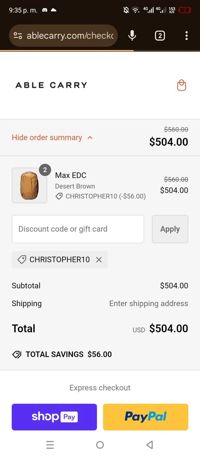 Able Carry Discount Codes (4 Verified) - 10% Off Jan 2025