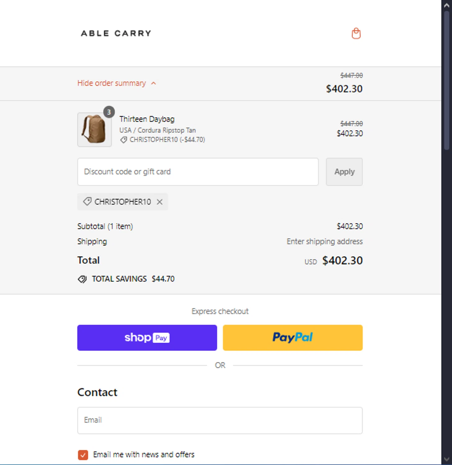 Able Carry Discount Codes - 10% Off | January 2025