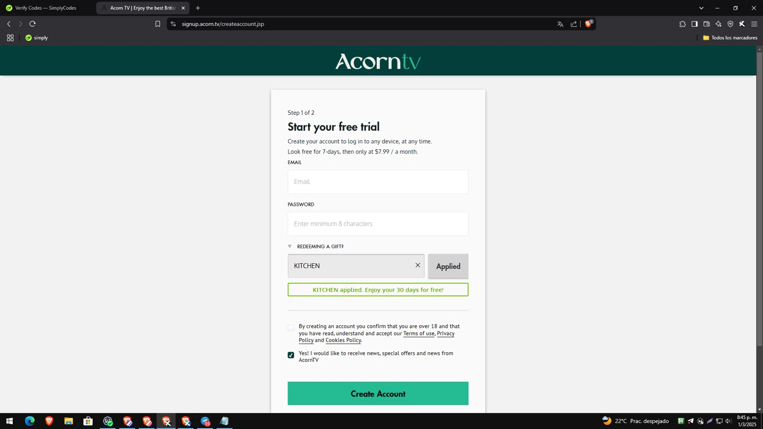 Acorn TV w/Code Coupons & Discounts January 2026