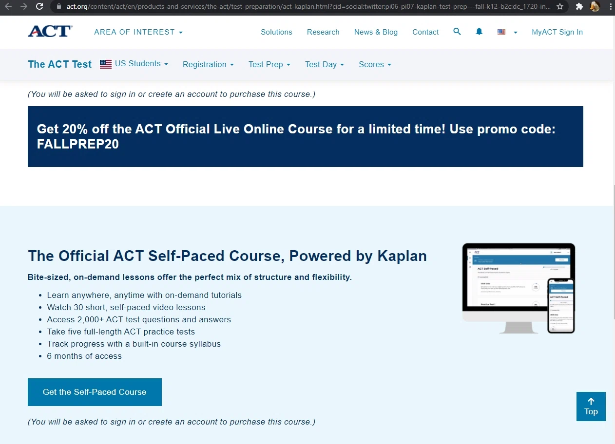 ACT Promo Codes - $9 Off | November 2024