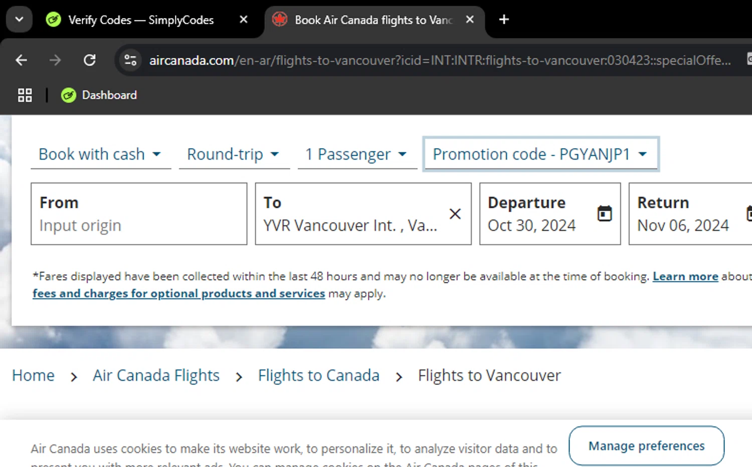 Air Canada Promo Codes (3 Verified) - 10% Off Jan 2025