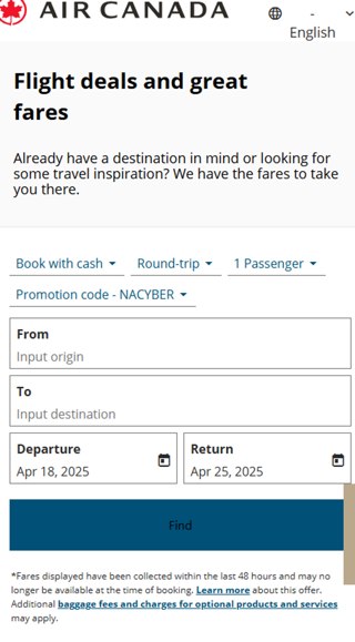 Air Canada Promo Codes (4 Verified) - 25% Off Apr 2025