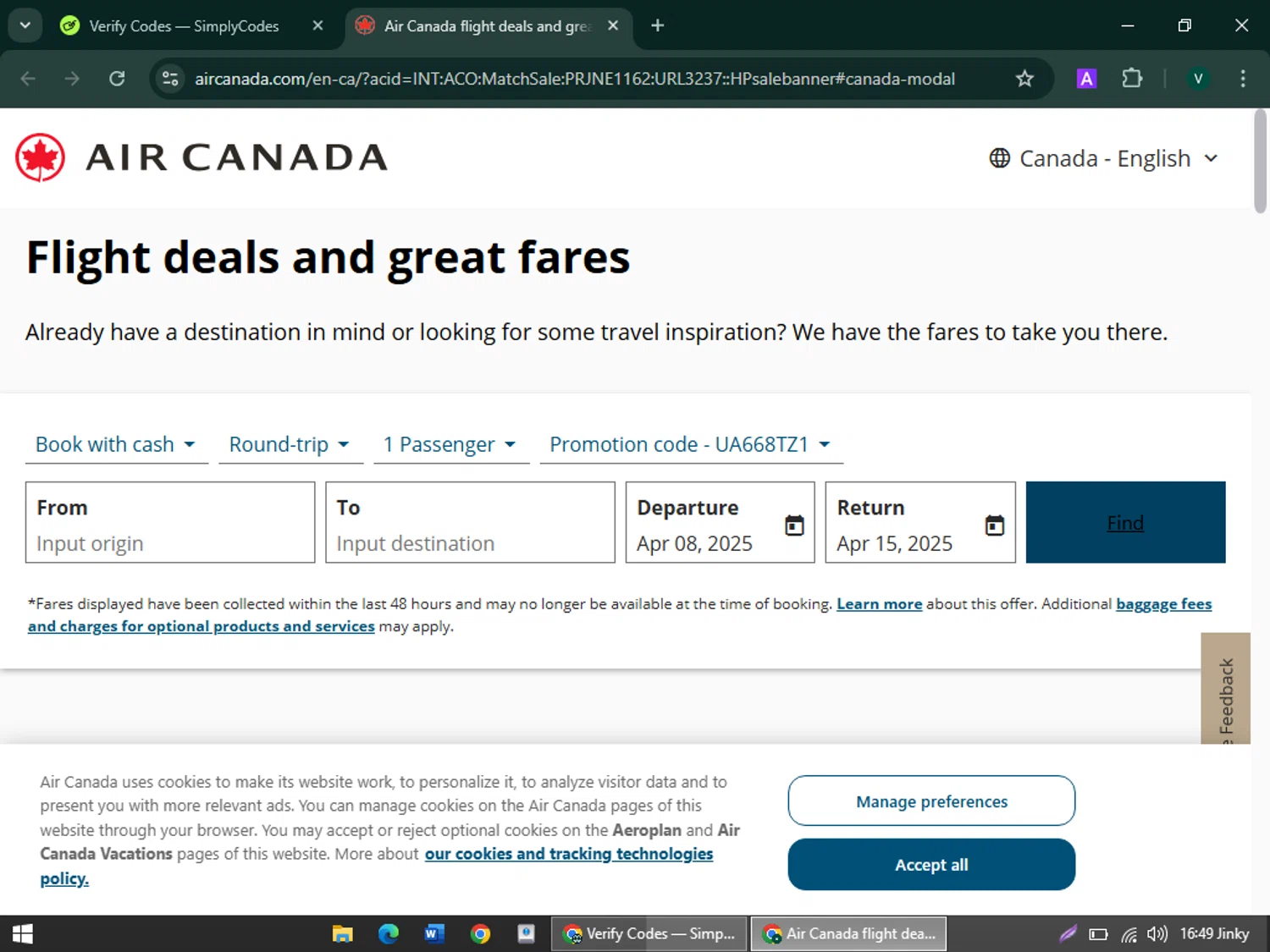 Air Canada Promo Codes (6 Verified) - 25% Off Apr 2025