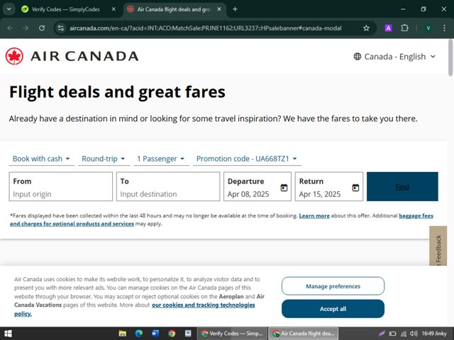 Air Canada Promo Codes (6 Verified) - 25% Off Apr 2025