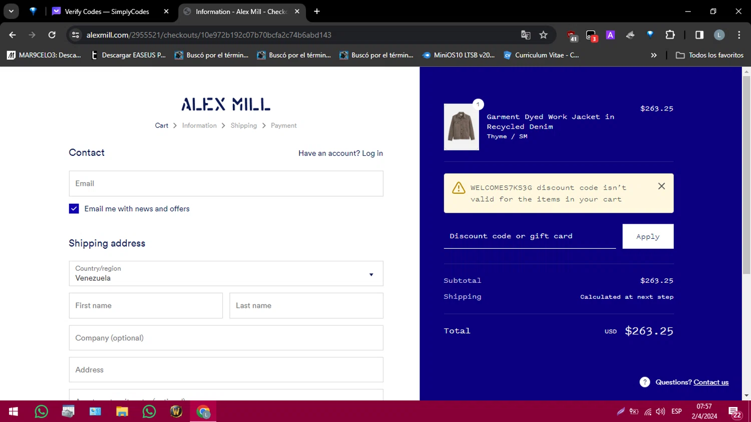 Alex Mill Discount Code