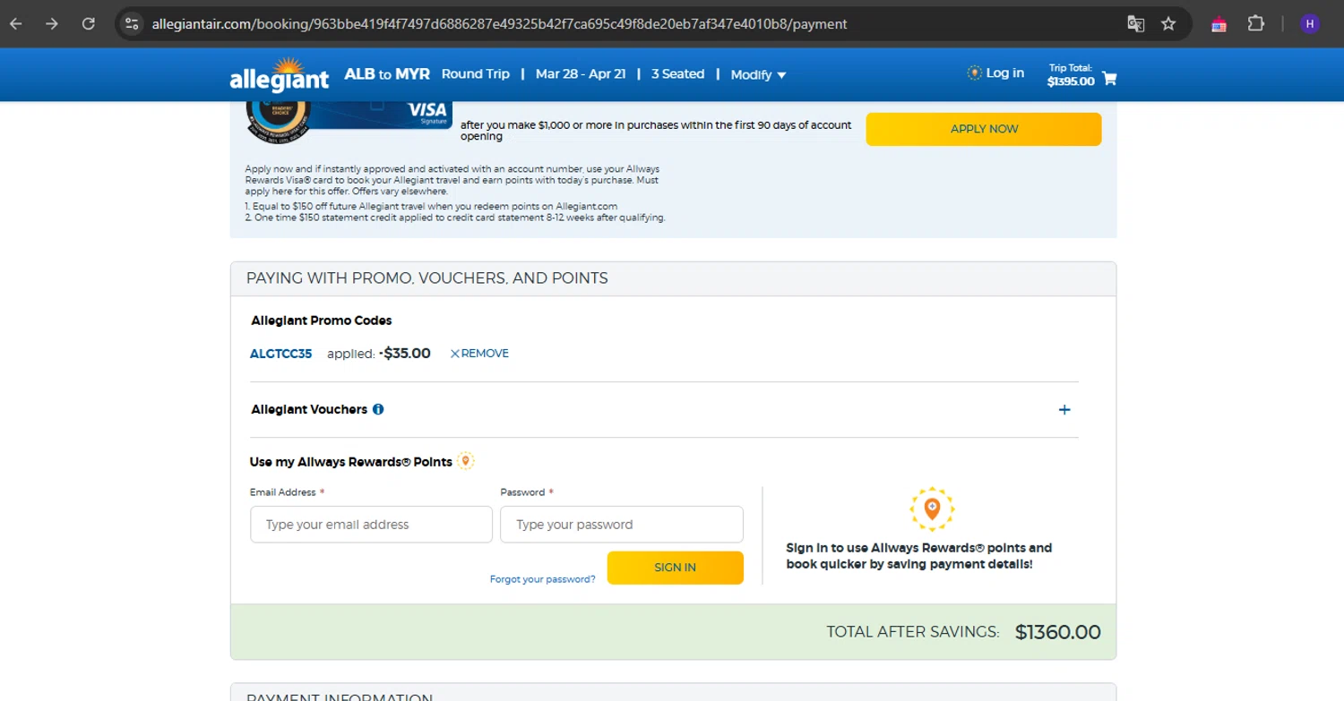 Allegiant Air Promo Codes - $50 Off Coupons Nov 2025