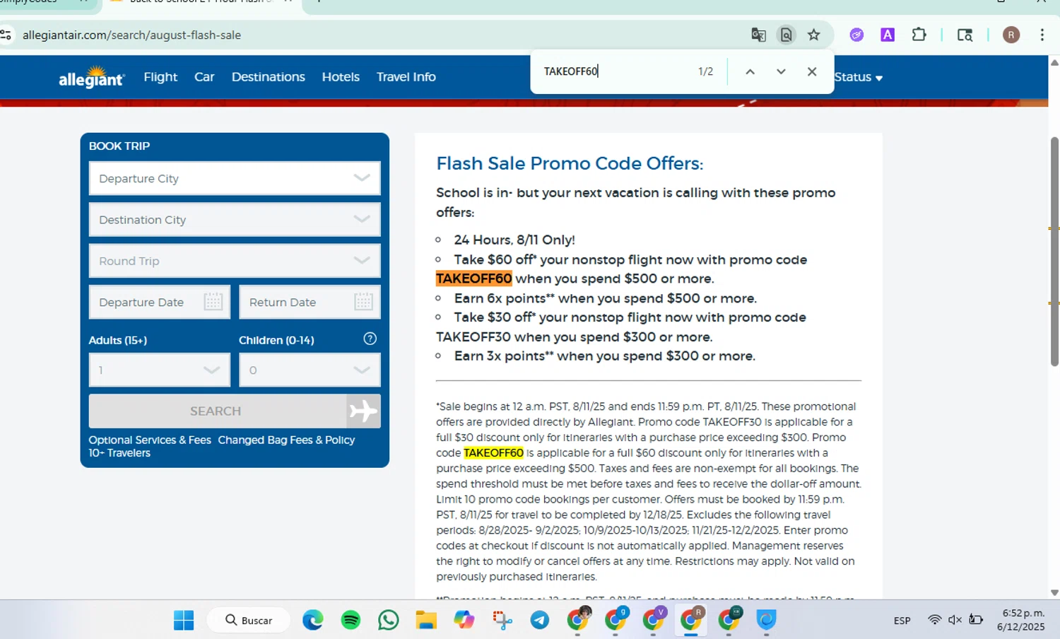 Allegiant Air Promo Codes - $50 Off Coupons Dec 2025