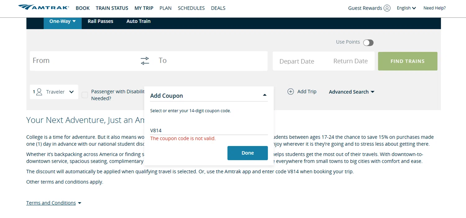 Amtrak Promo Codes - 15% Off (2 Verified) Dec 2025
