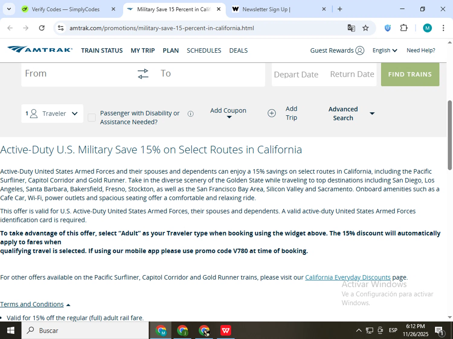 Amtrak Promo Codes - 15% Off (1 Verified) Dec 2025