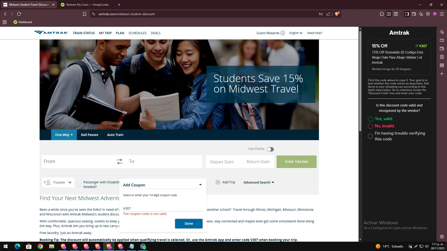 Amtrak Promo Codes - 15% Off (2 Verified) Dec 2025