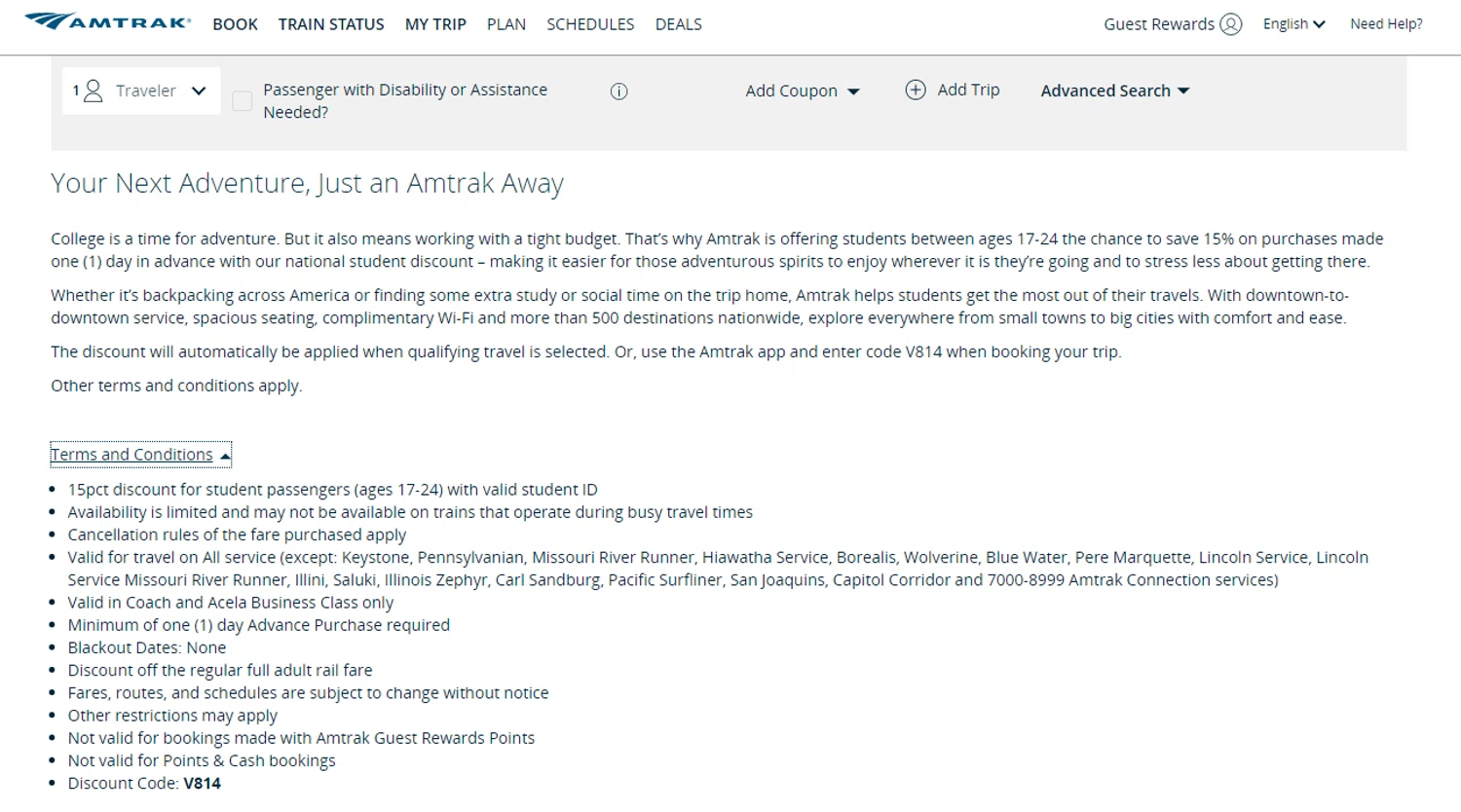 Amtrak Promo Codes - 15% Off (2 Verified) Dec 2025