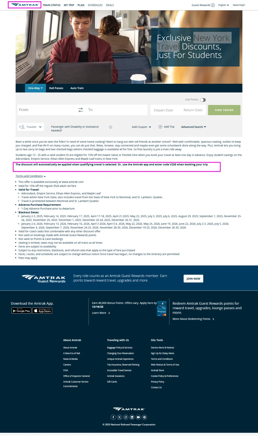 Amtrak Promo Codes - 15% Off (2 Verified) Dec 2025