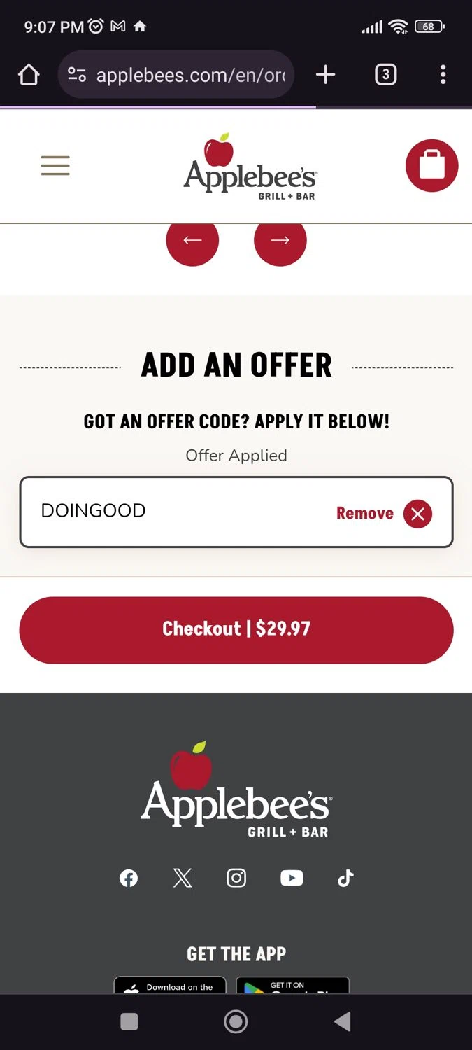 Applebee's Grill & Bar Promo Codes - 10% Off | October 2024