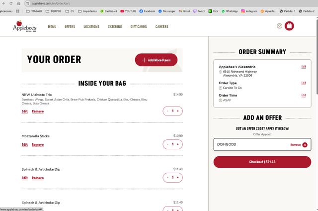 Applebee's Grill & Bar Promo Codes - $10 Off Oct 2025