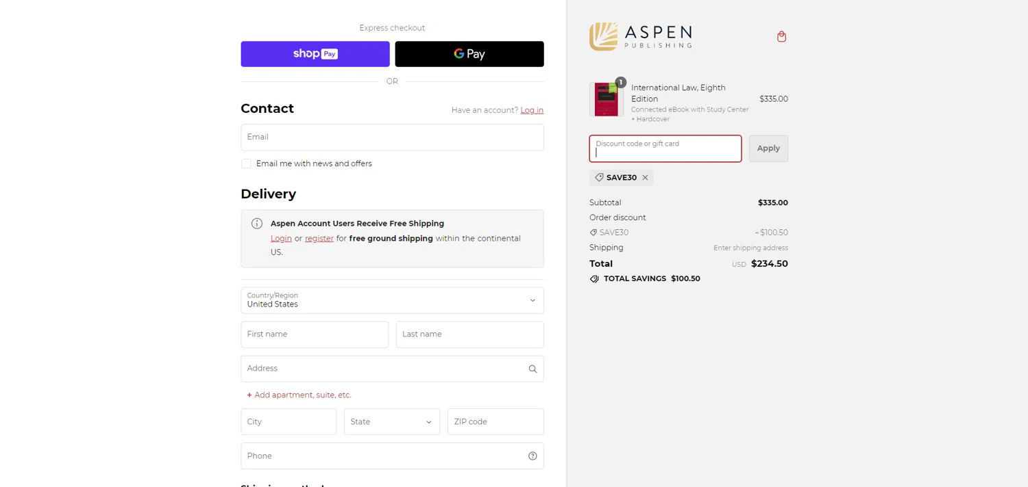 Aspen Publishing Coupon Codes - 30% Off | August 2024