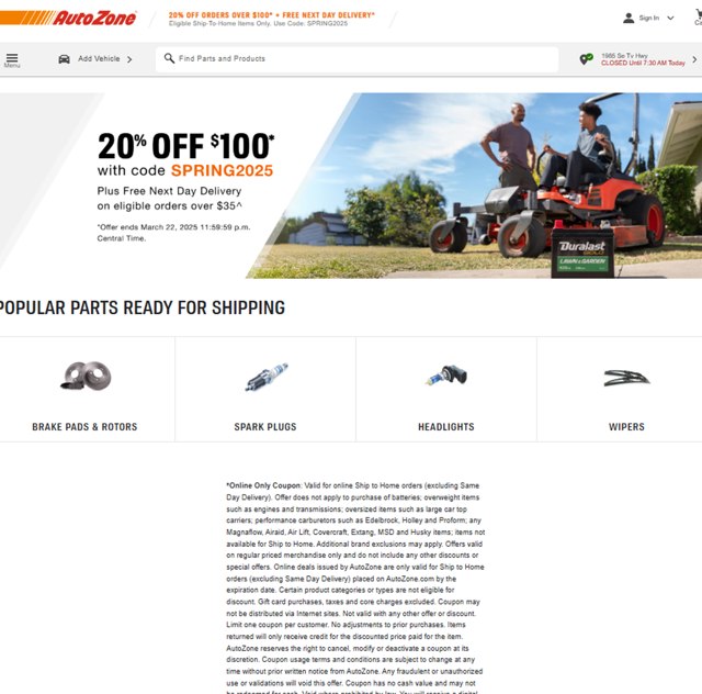 AutoZone Promo Codes (3 Verified) - 20% Off w/Code Apr 2025