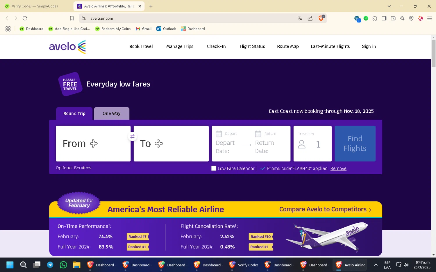 Avelo Airlines Promo Codes (9 Verified) - $40 Off Apr 2025