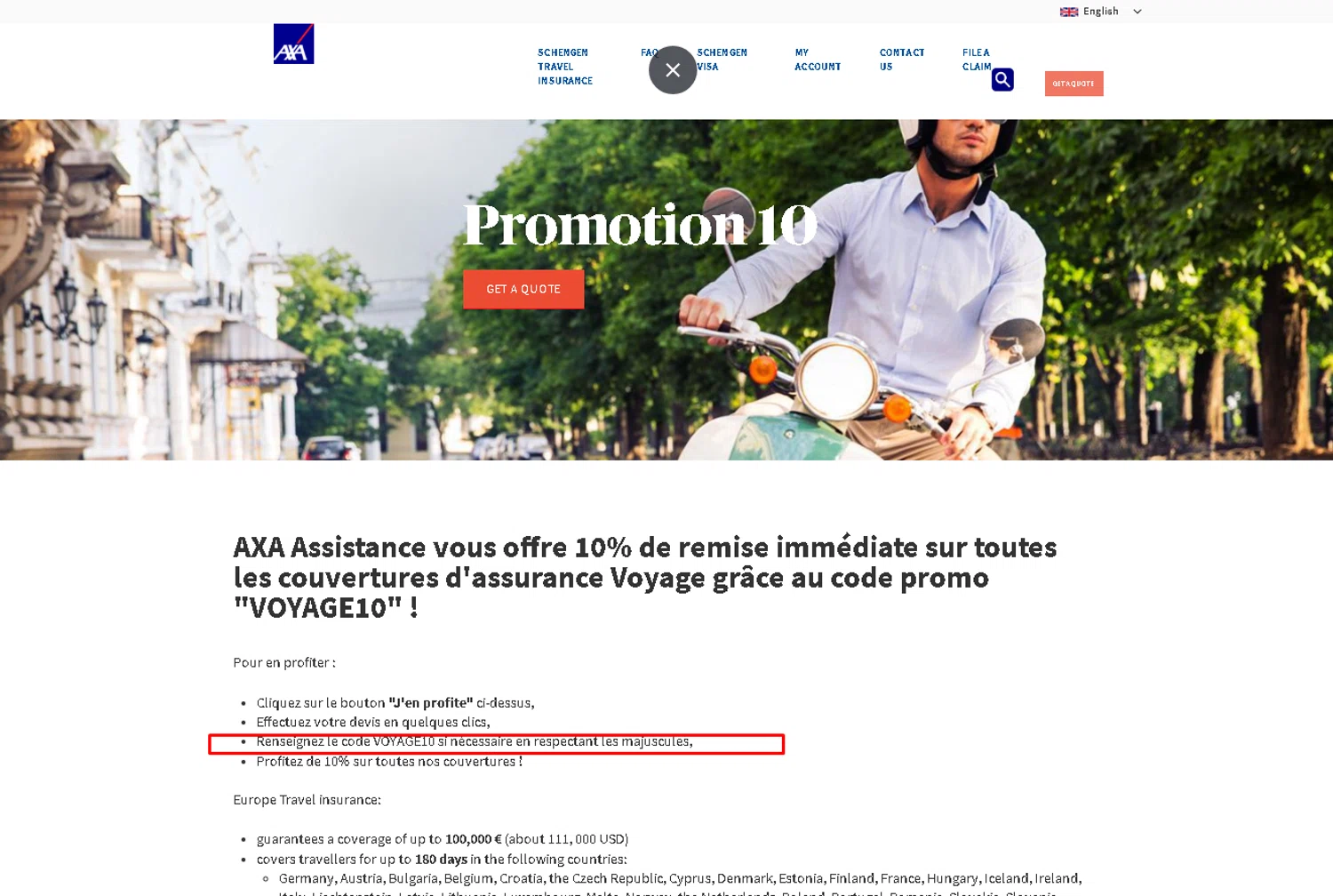AXA Schengen Promo Codes - 10% Off | October 2024