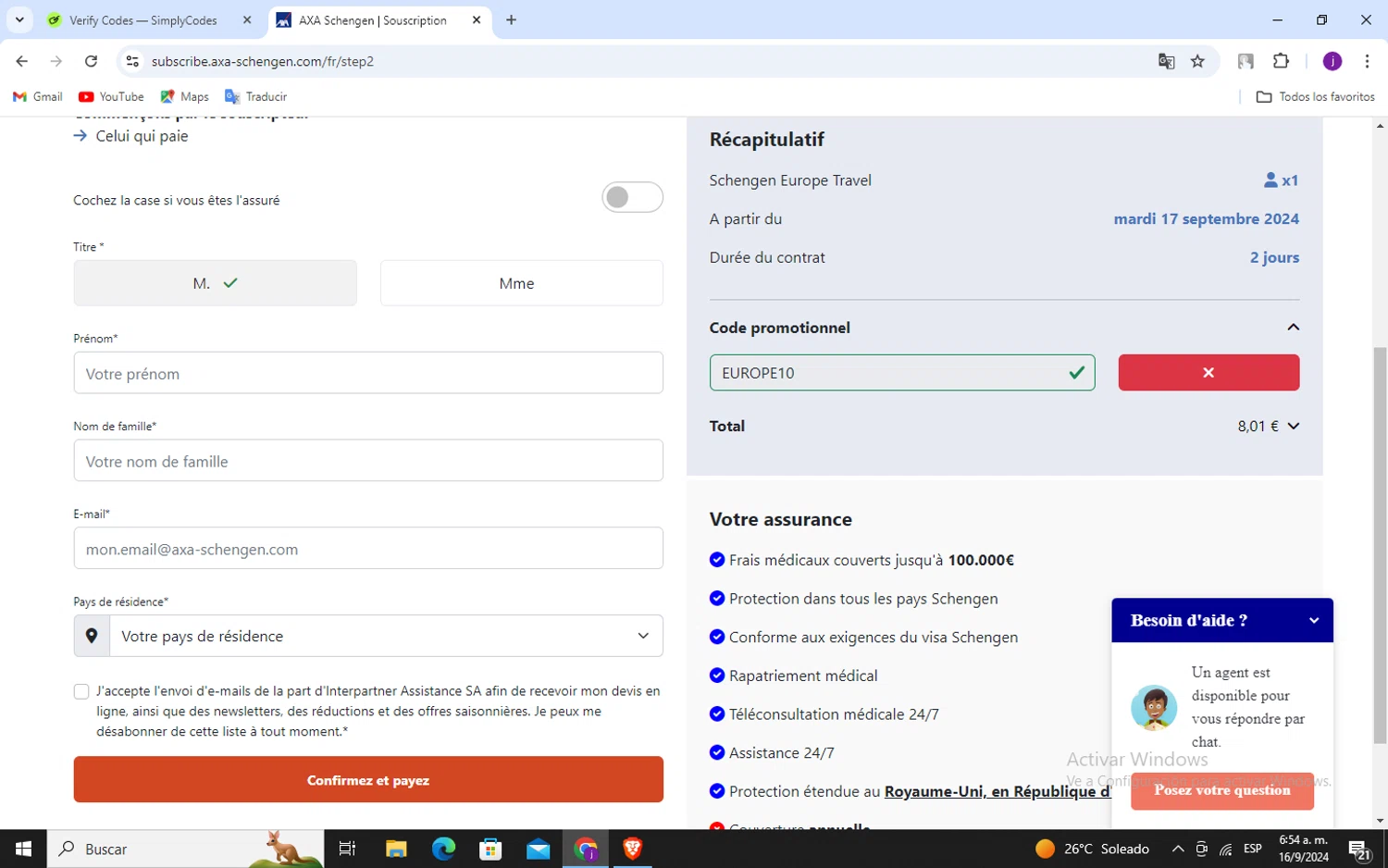 AXA Schengen Promo Codes - 10% Off | November 2024