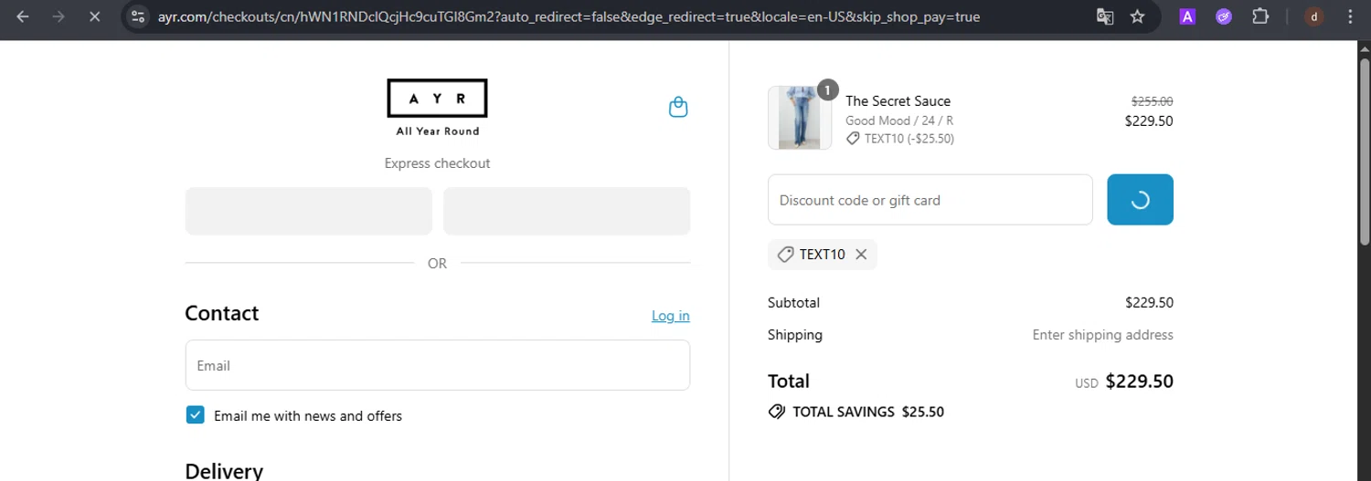 AYR Discount Codes - 10% Off (6 Verified) Sep 2025