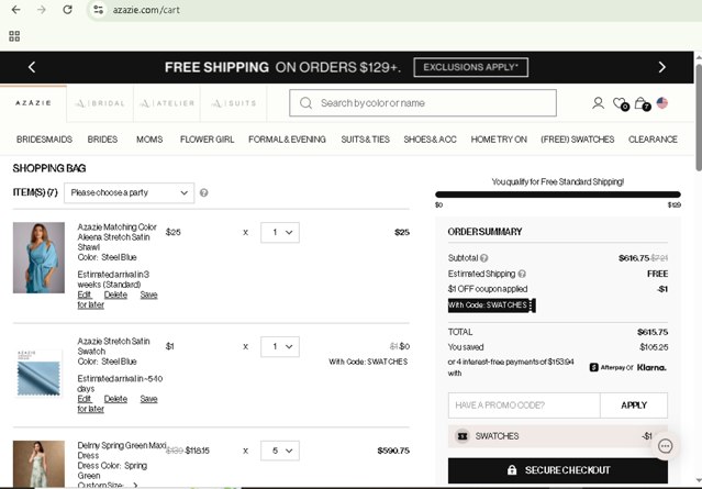 Azazie Promo Codes (5 Verified) - 10% Off Sitewide Jul 2025