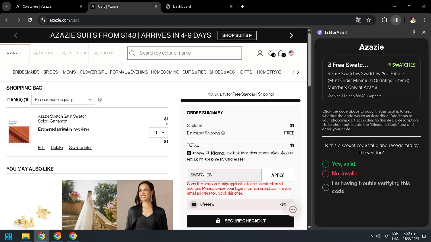 Azazie Promo Codes (2 Verified) - 15% Off w/Code Sep 2025
