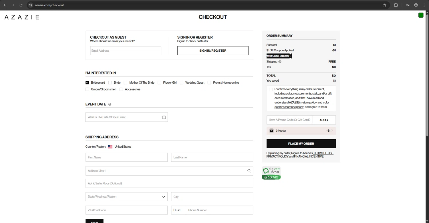 Azazie Promo Codes (5 Verified) - 10% Off Sitewide Oct 2025