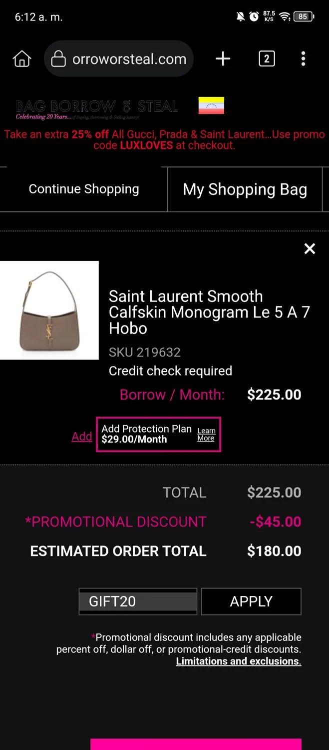 Bag Borrow or Steal Promo Codes - 20% Off | November 2024