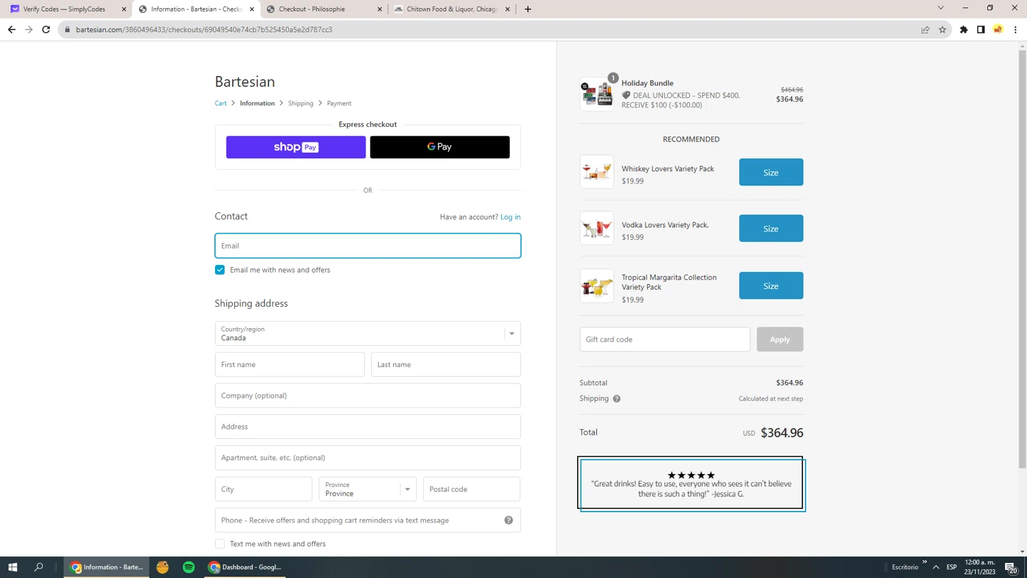 Bartesian Discount Codes - 15% Off | September 2024