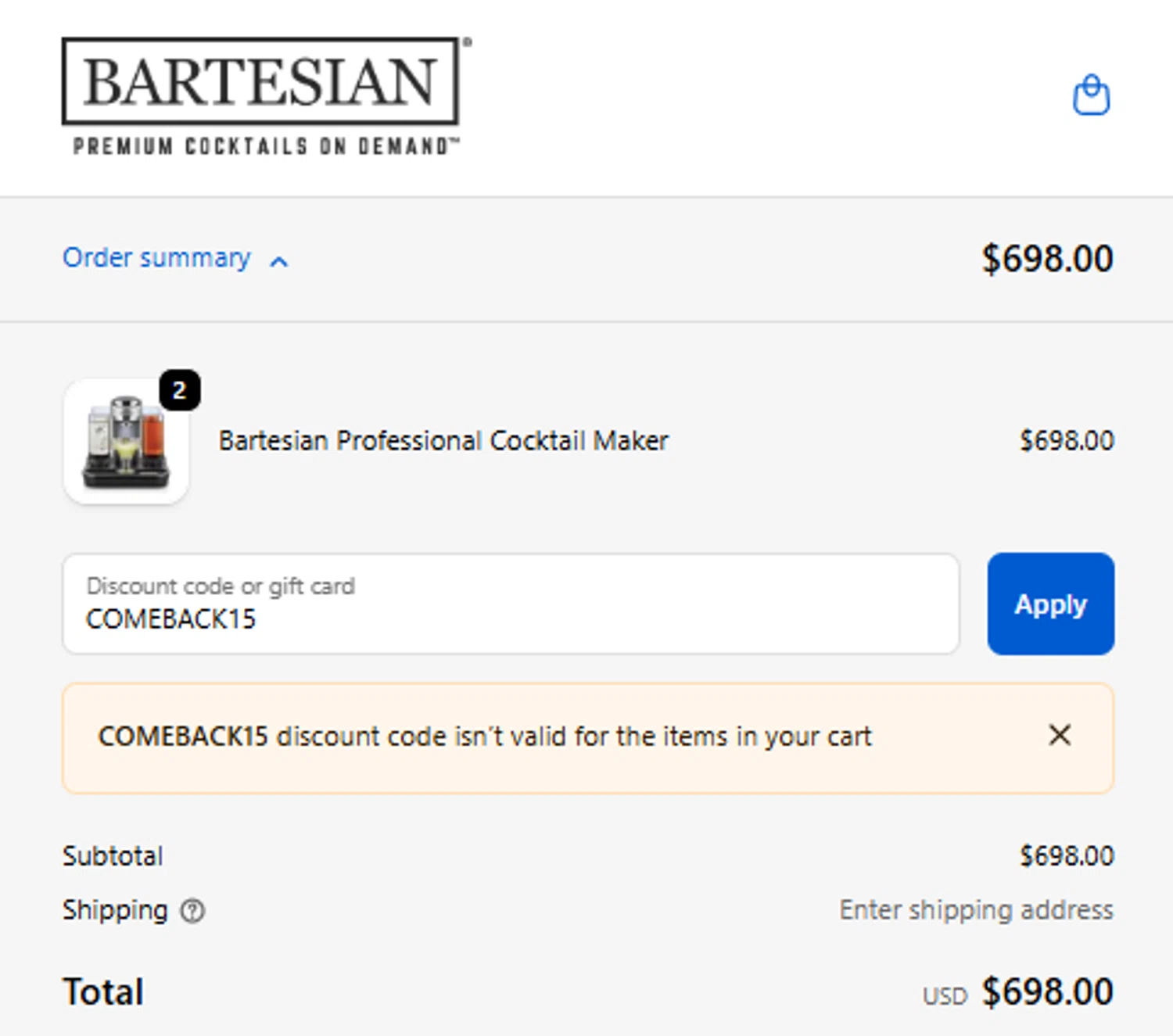 Bartesian Promo Codes - 15% Off (2 Verified) Jan 2026