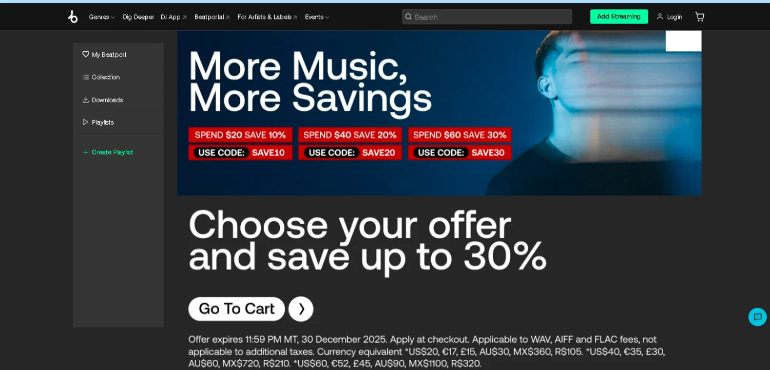 Beatport Promo Codes - 20% Off (2 Verified) Jan 2026