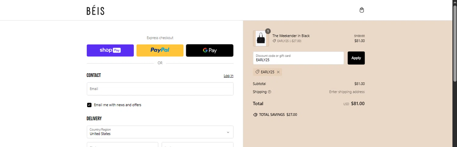 Beis Discount Codes & Black Friday 2024 Deals - 25% Off