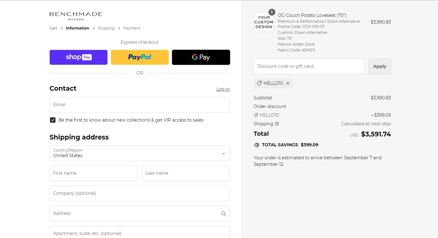 BenchMade Modern Promo Codes - 15% Off | January 2025