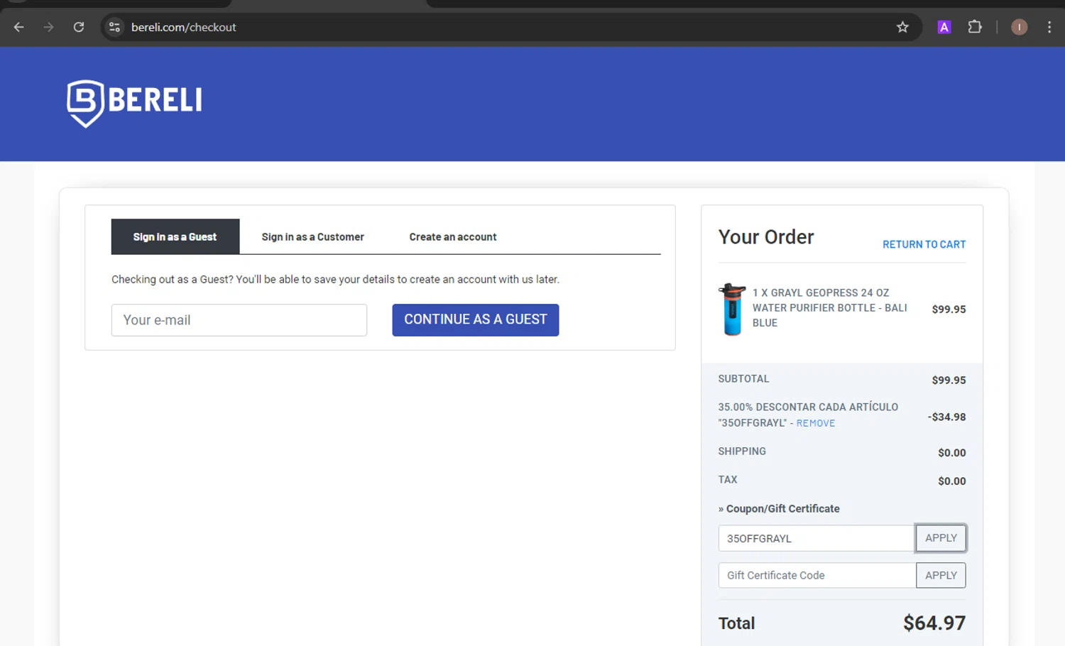 Bereli Coupon Codes & Black Friday 2024 Deals - 35% Off