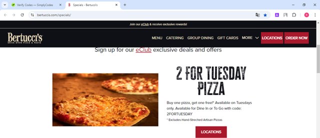 Bertucci's Coupon Codes (2 Verified) - w/Code Feb 2025