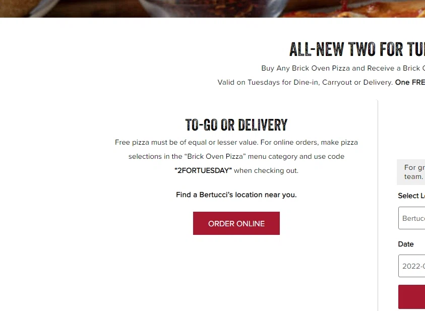 Bertucci's Coupons - $25 Off | October 2024