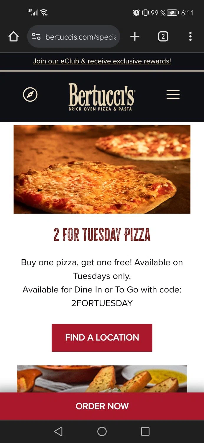 Bertucci's Coupon Codes (2 Verified) - w/ Code Jan 2025