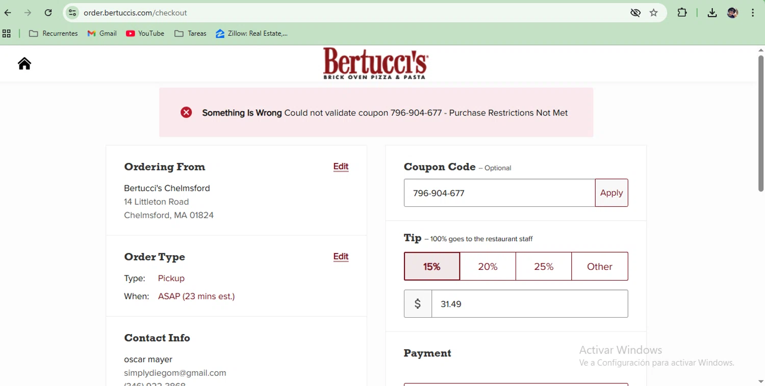 Bertucci's Promo Codes - $20 Off (1 Verified) Dec 2025