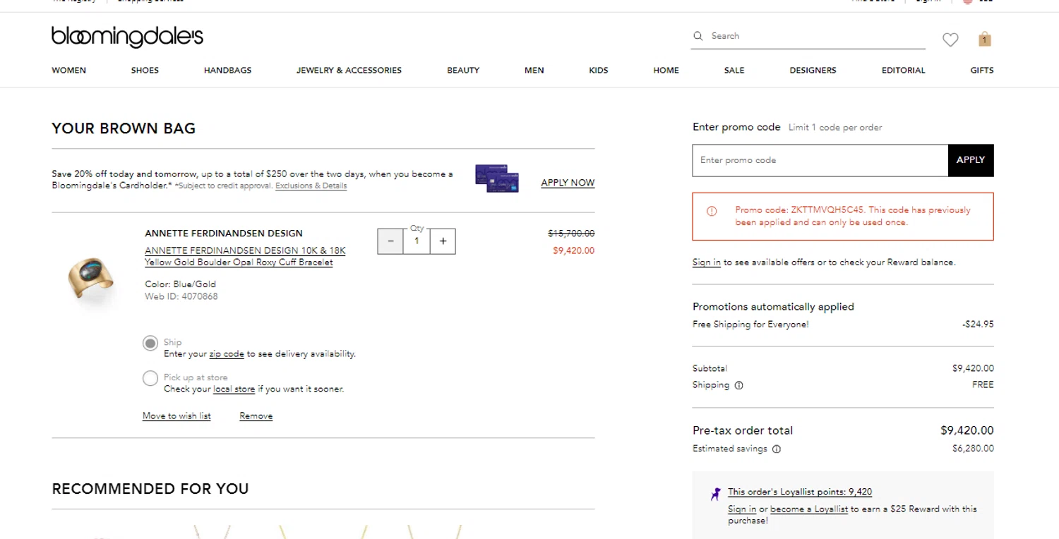 Bloomingdale's Promo Codes - 20% Off | September 2024