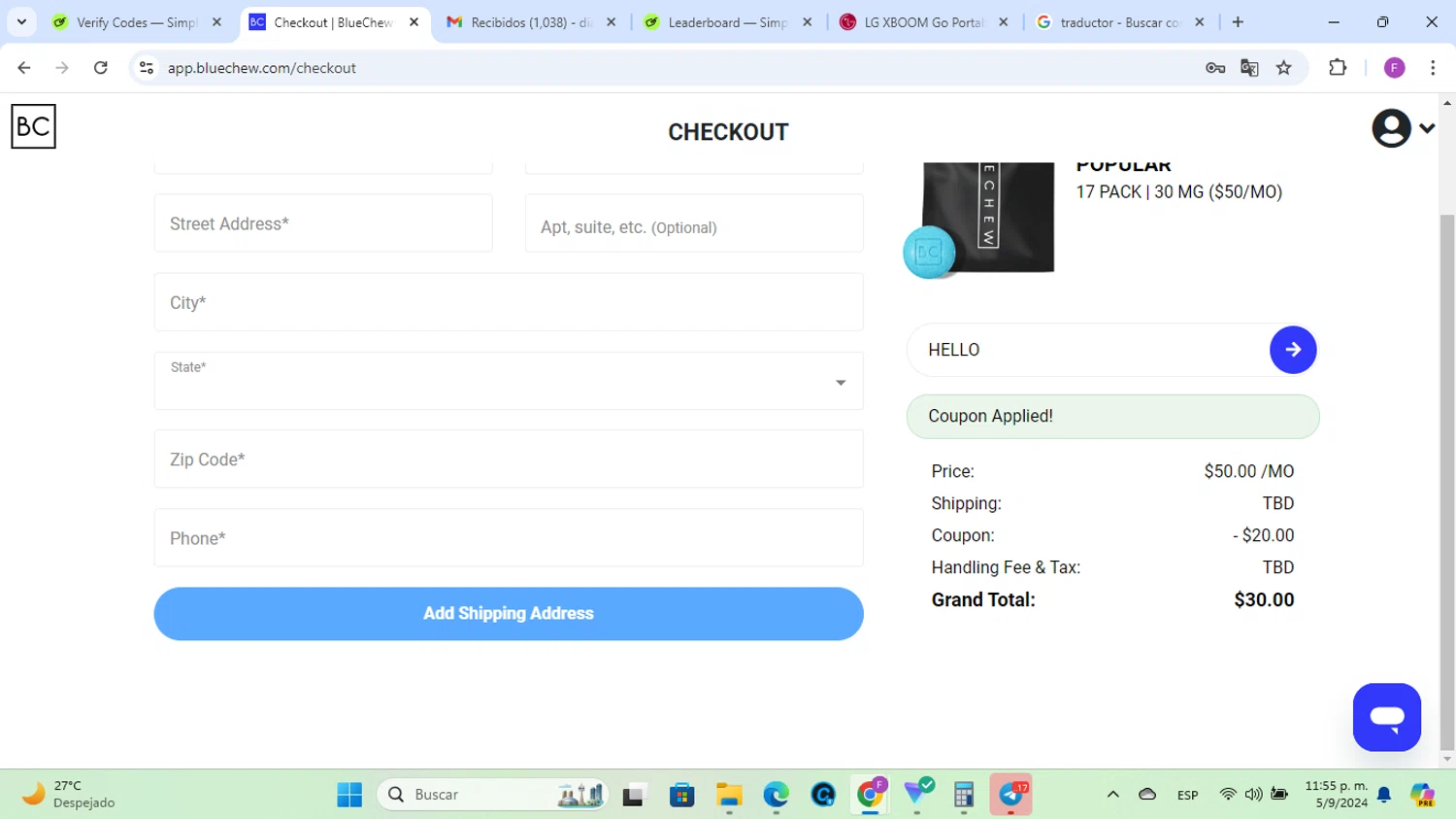 BlueChew Coupon Codes - $20 Off | September 2024
