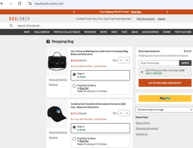 BoxLunch Promo Codes & Cyber Monday 2024 Deals - 25% Off