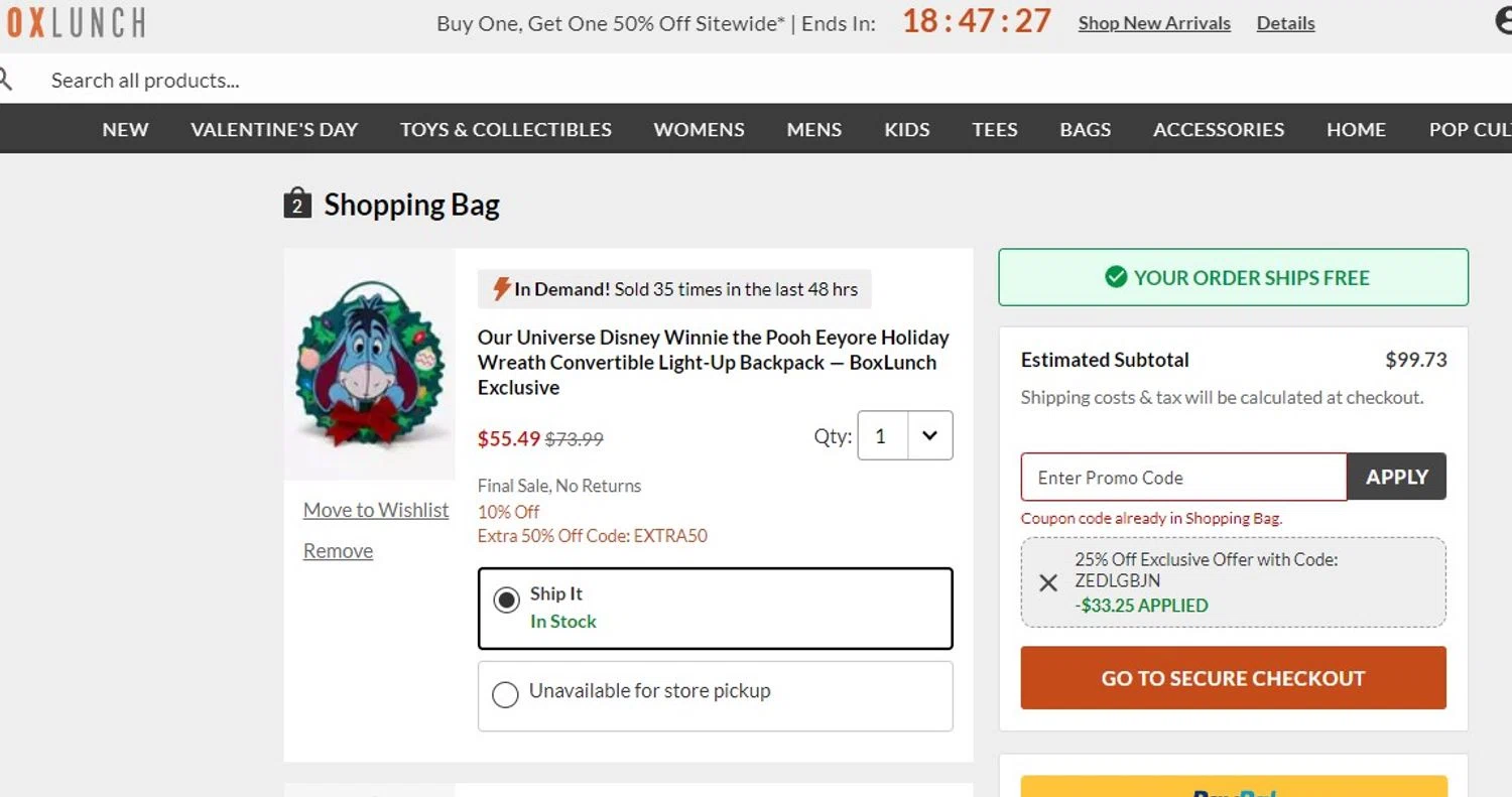 BoxLunch Promo Codes - 25% Off | January 2025