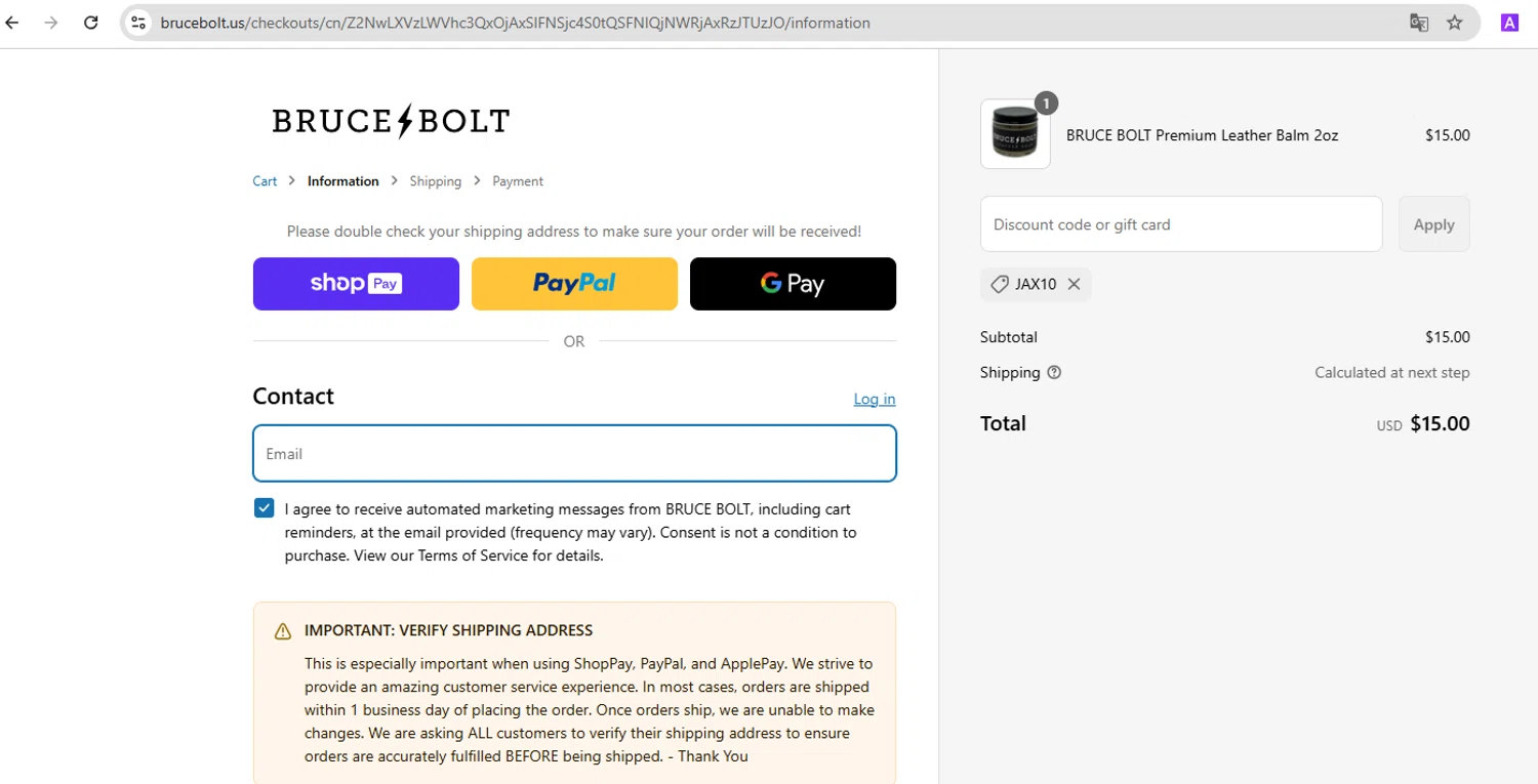 BRUCE BOLT Discount Codes (9 Verified) - 10% Off May 2025