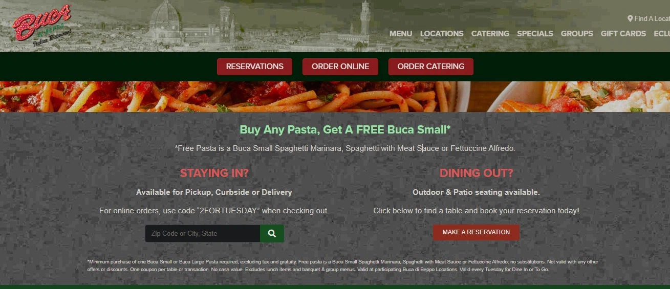 Buca Di Beppo Coupon Codes - $15 Off Coupons Jan 2025