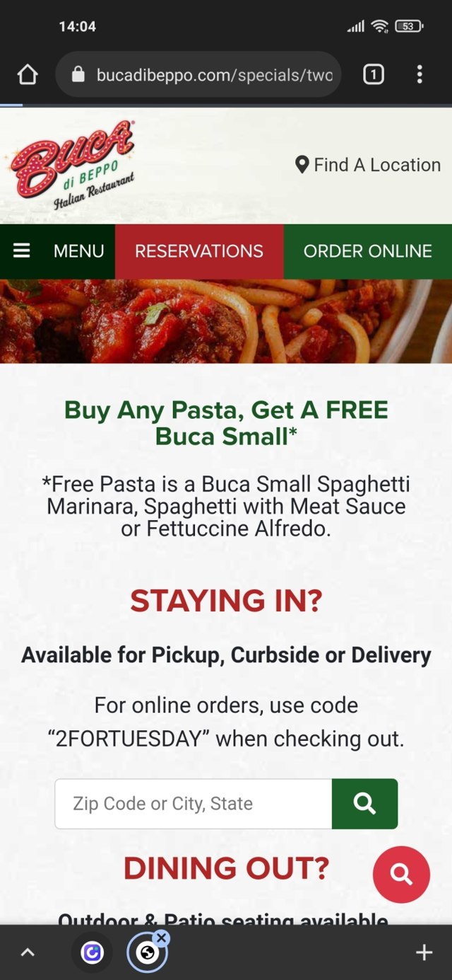 Buca Di Beppo Coupon Codes (1 Verified) - 50% Off Mar 2025
